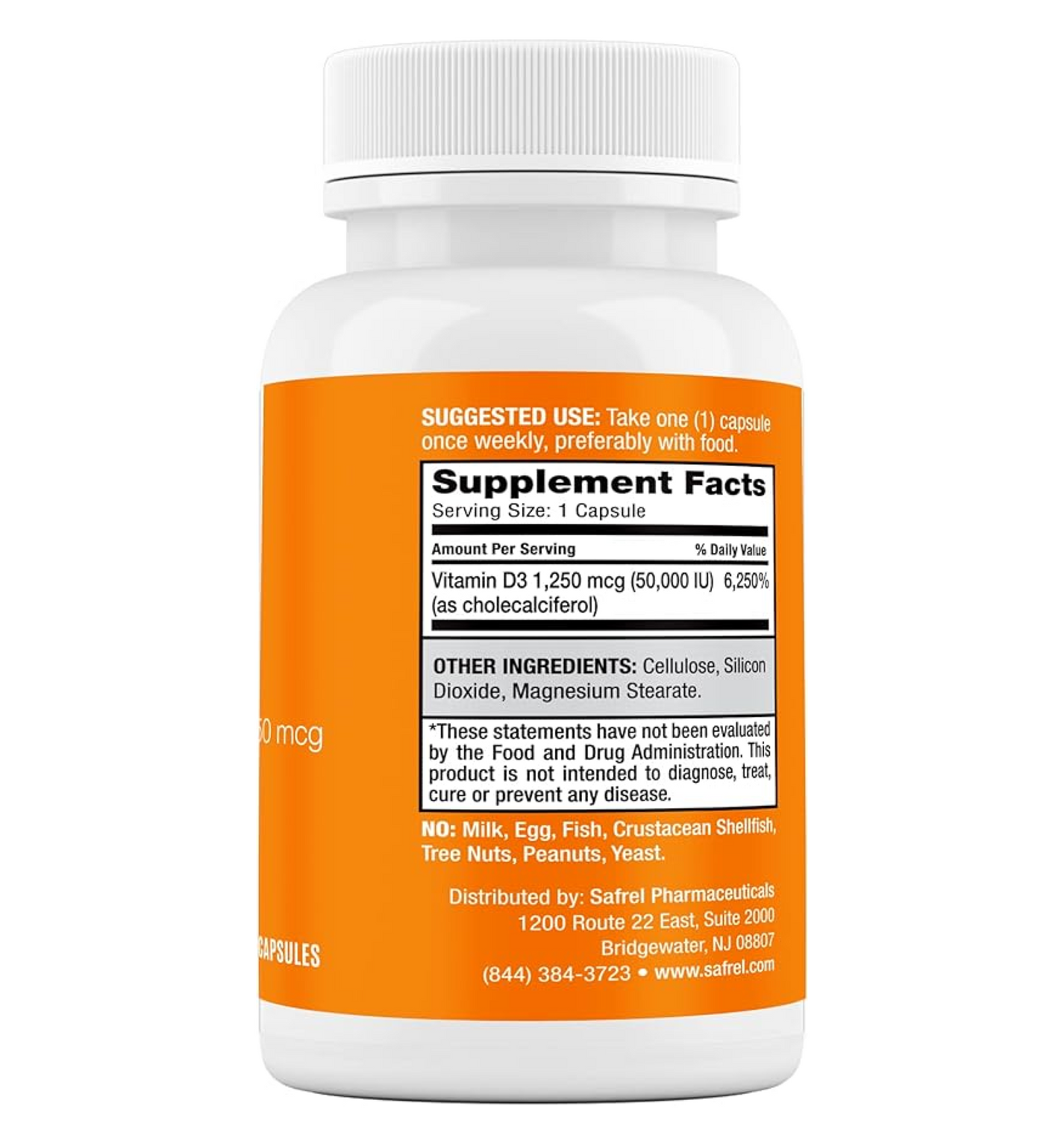Safrel Vitamin D3 50,000 IU (as Cholecalciferol) Supplement, Once Week