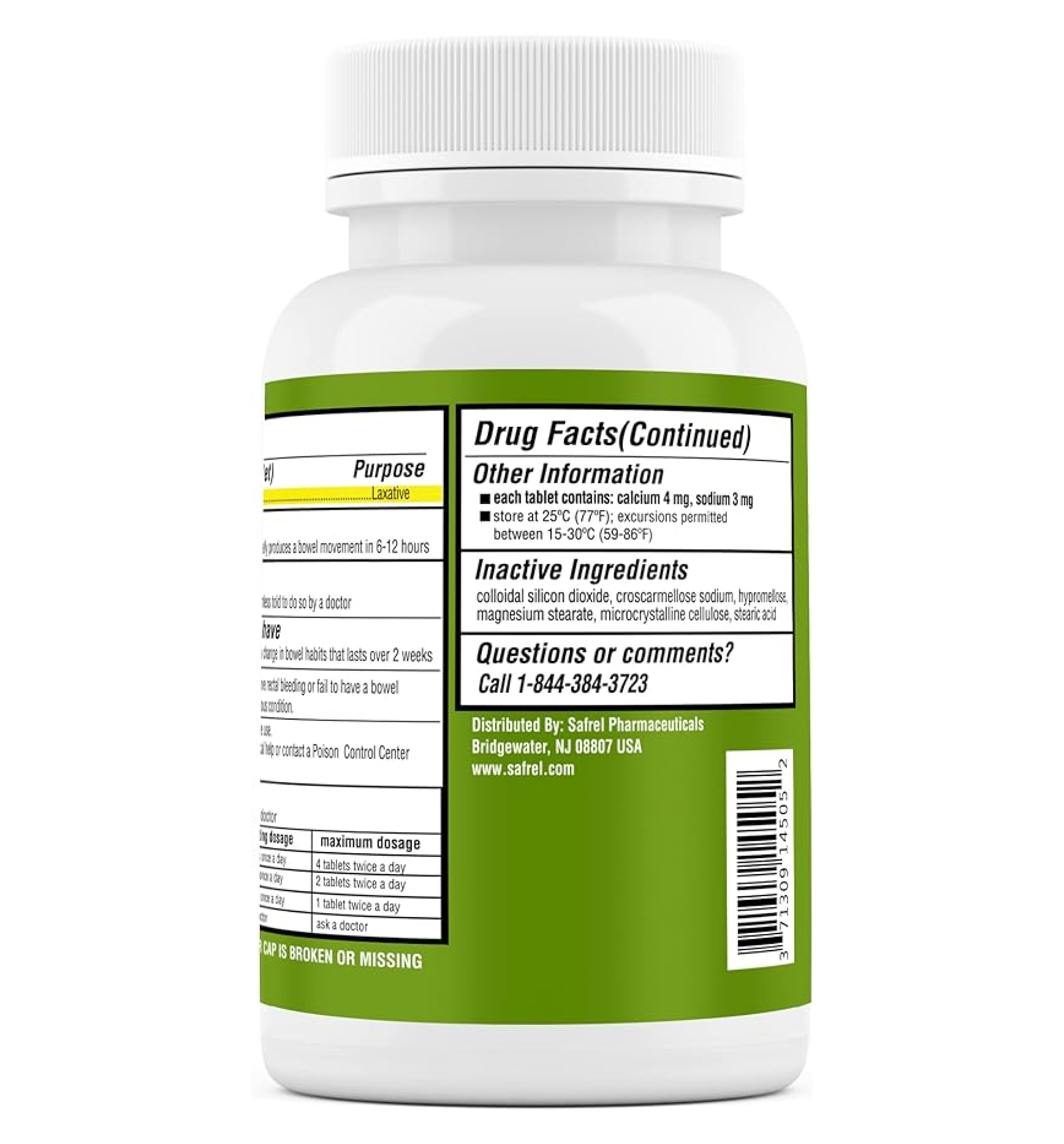 Safrel Senna 8.6 mg Tablets (500 Count) –Natural Sennosides Vegetable