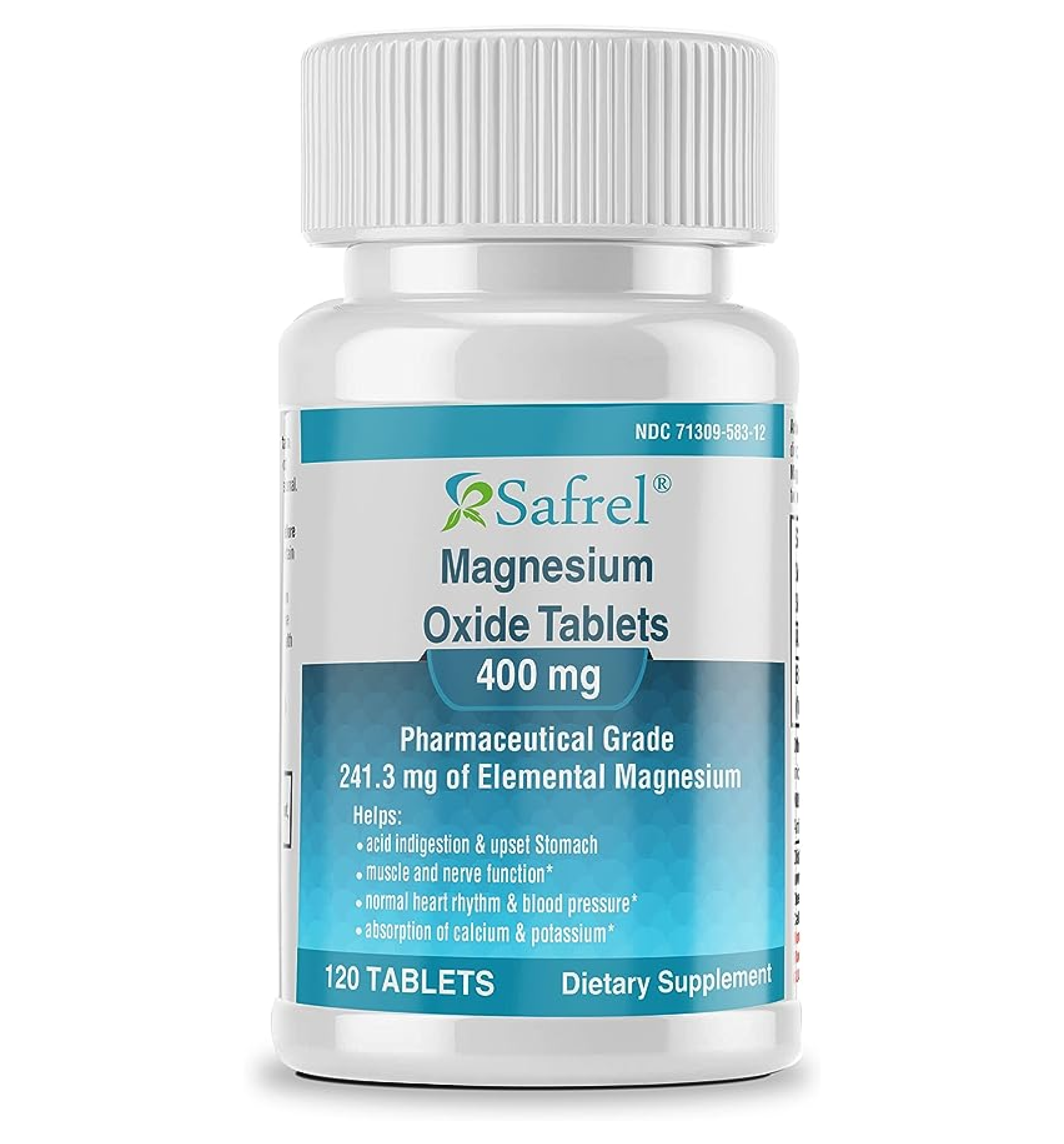 Safrel Magnesium 400mg [High Potency] Supplement – Magnesium Oxide for