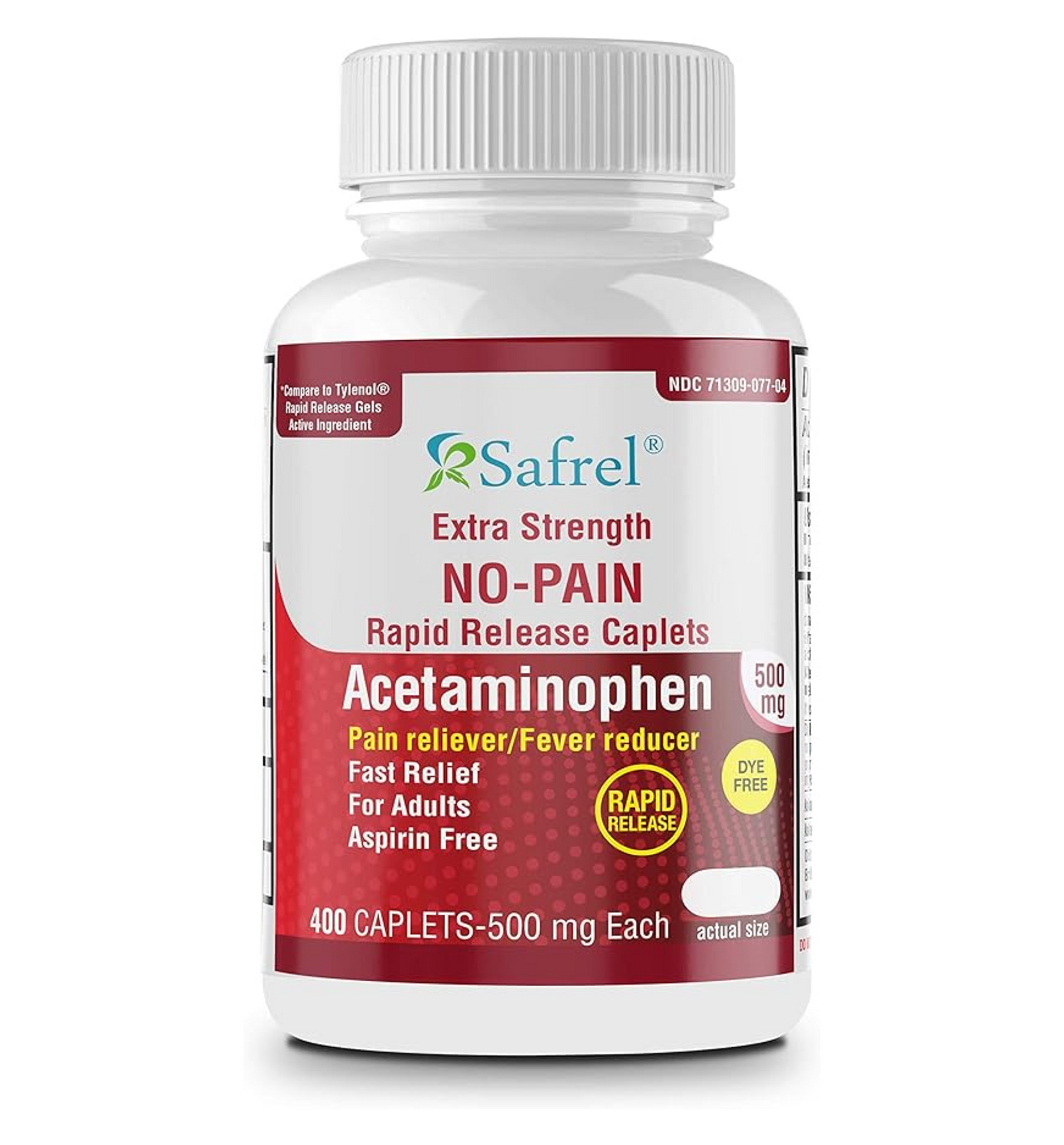 Safrel Extra Strength No-Pain Rapid Release Acetaminophen Caplets 500