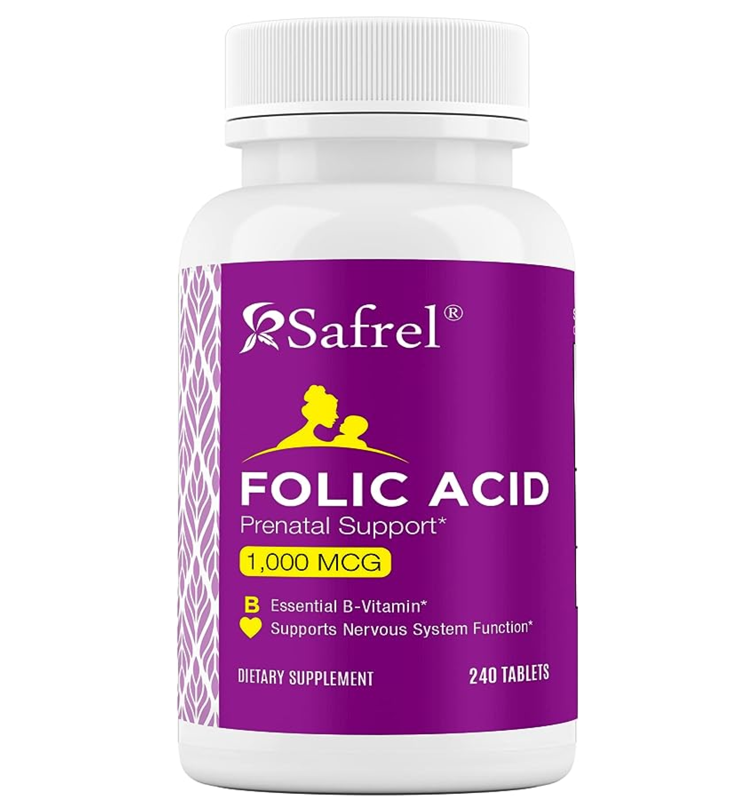 Safrel Folic Acid 1000 mcg (1 mg) - Vitamin B9 - 240 Tablets , Essenti